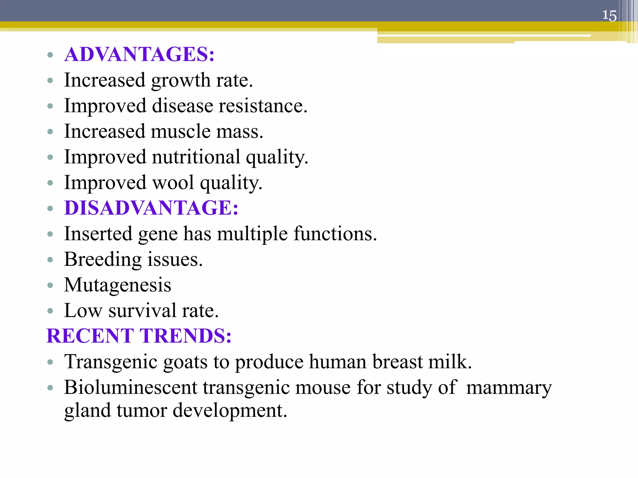 TRANSGENIC ANIMALS AND ITS APPLICATION | PPTX