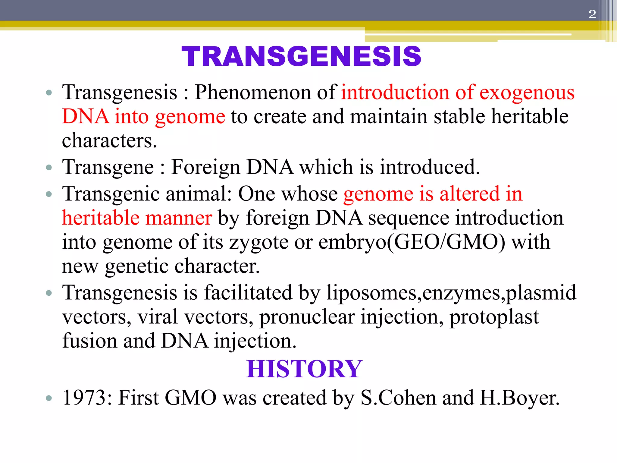 TRANSGENIC ANIMALS AND ITS APPLICATION | PPTX