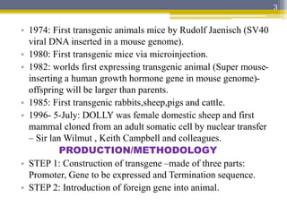 TRANSGENIC ANIMALS AND ITS APPLICATION | PPTX