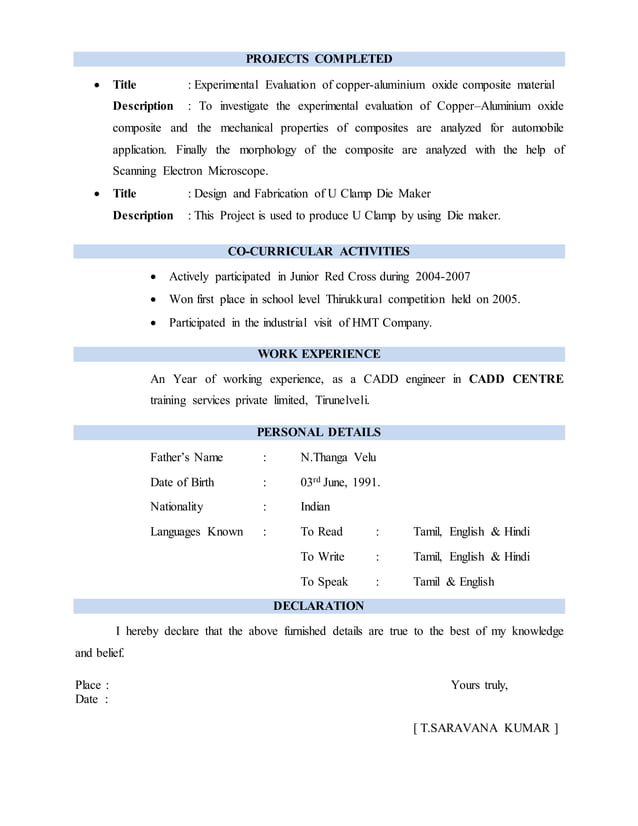 Saravana Resume | PDF