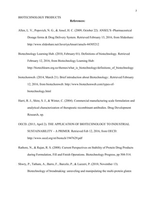 biotechnology products. | DOC | Biotech and Biomedical Industry ...