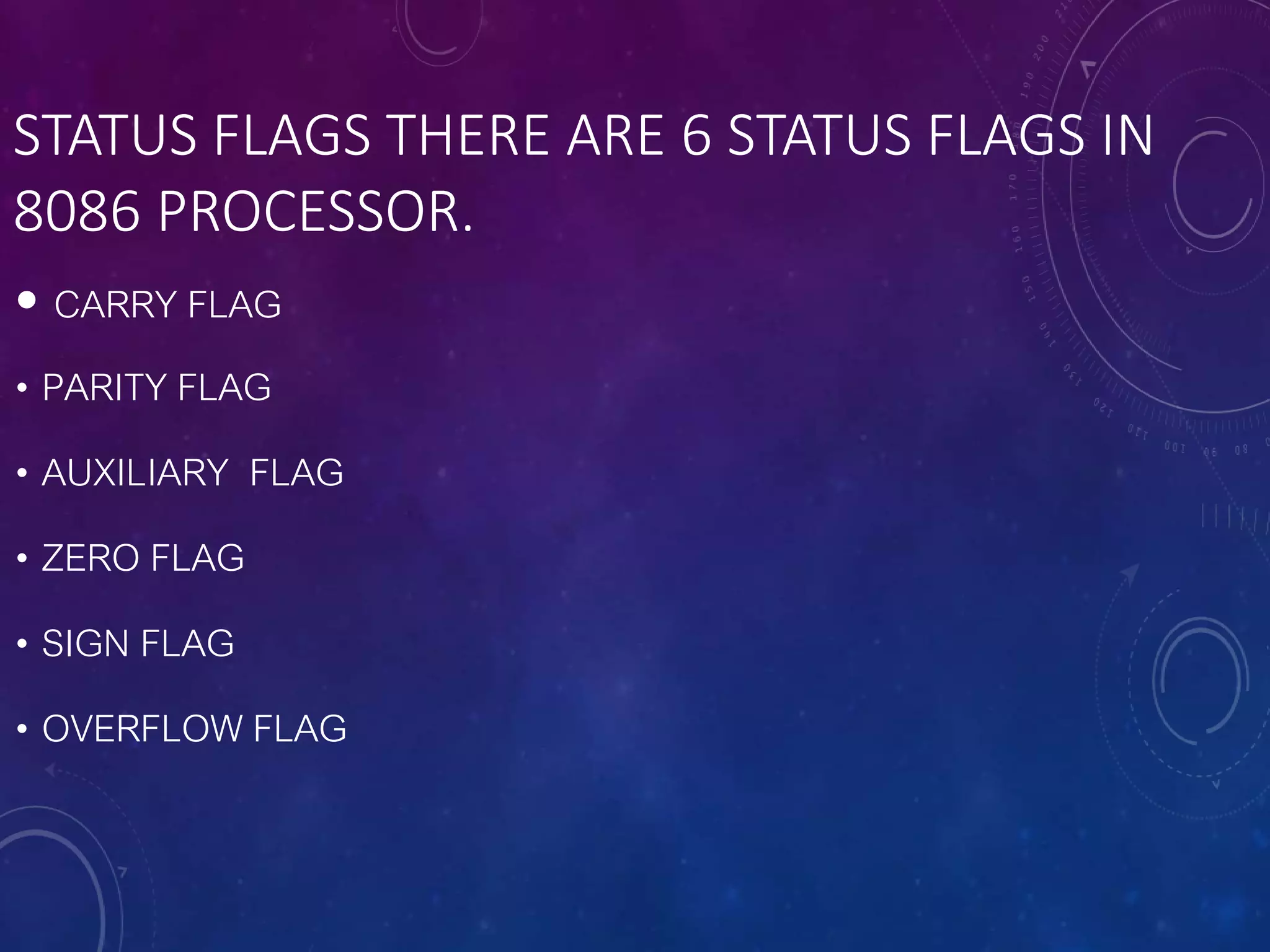flag register of 8086 | PPTX | Operating Systems | Computer Software and Applications