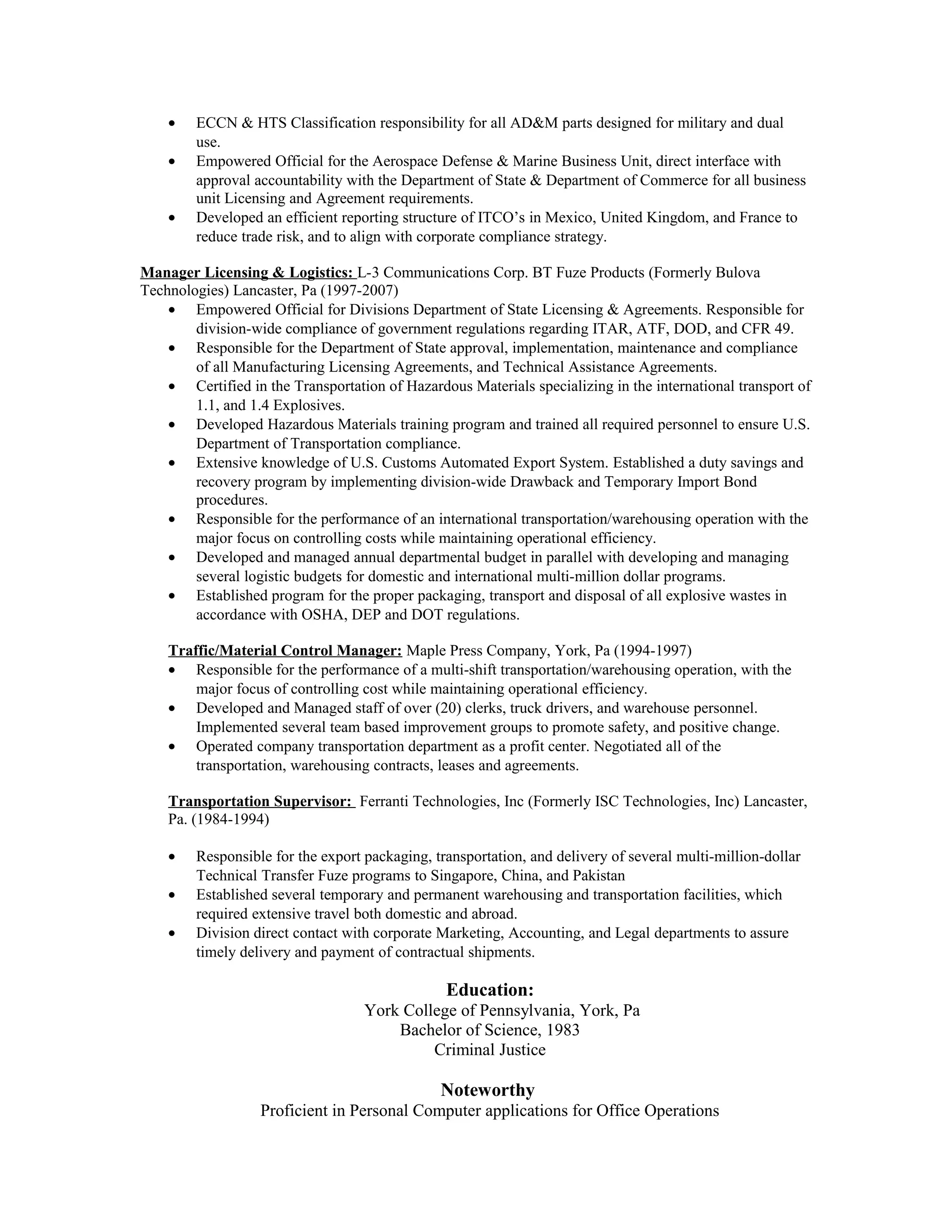 resume gregory.linkedin | DOC | Logistics and Transportation Industry ...