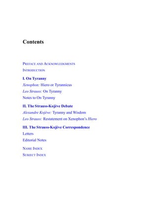 On tyranny including the Strauss Kojève correspondence Leo Strauss | PDF