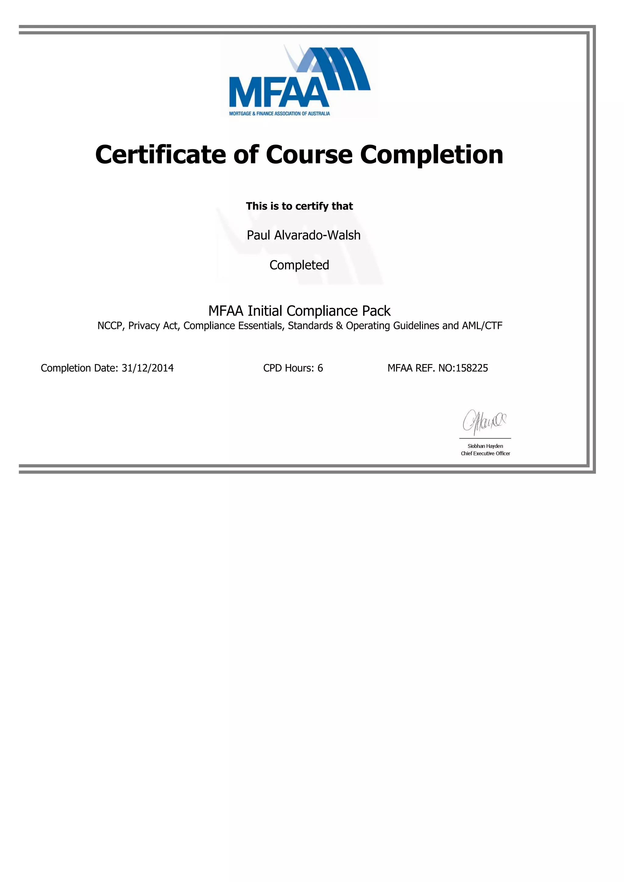 MFAA Initial Compliance | PDF | Business | Business and Finance