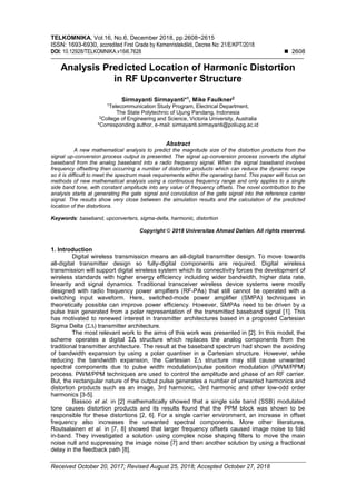 Analysis Predicted Location of Harmonic Distortion in RF Upconverter ...