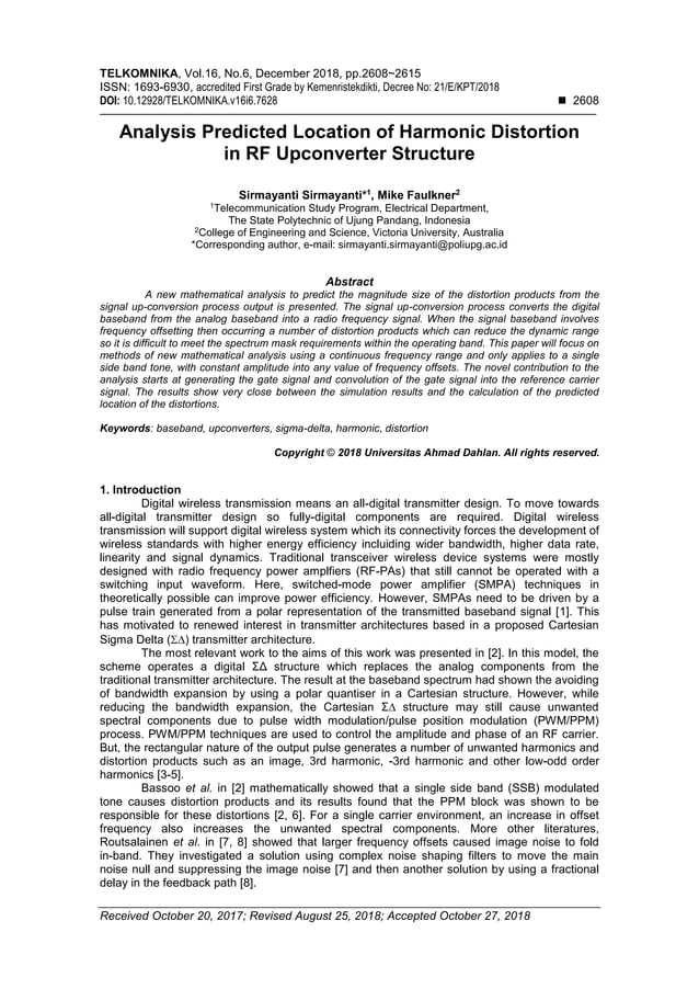 Analysis Predicted Location of Harmonic Distortion in RF Upconverter Structure | PDF | Digital ...