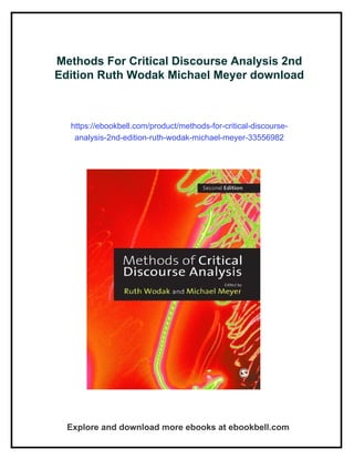 Methods For Critical Discourse Analysis 2nd Edition Ruth Wodak Michael ...