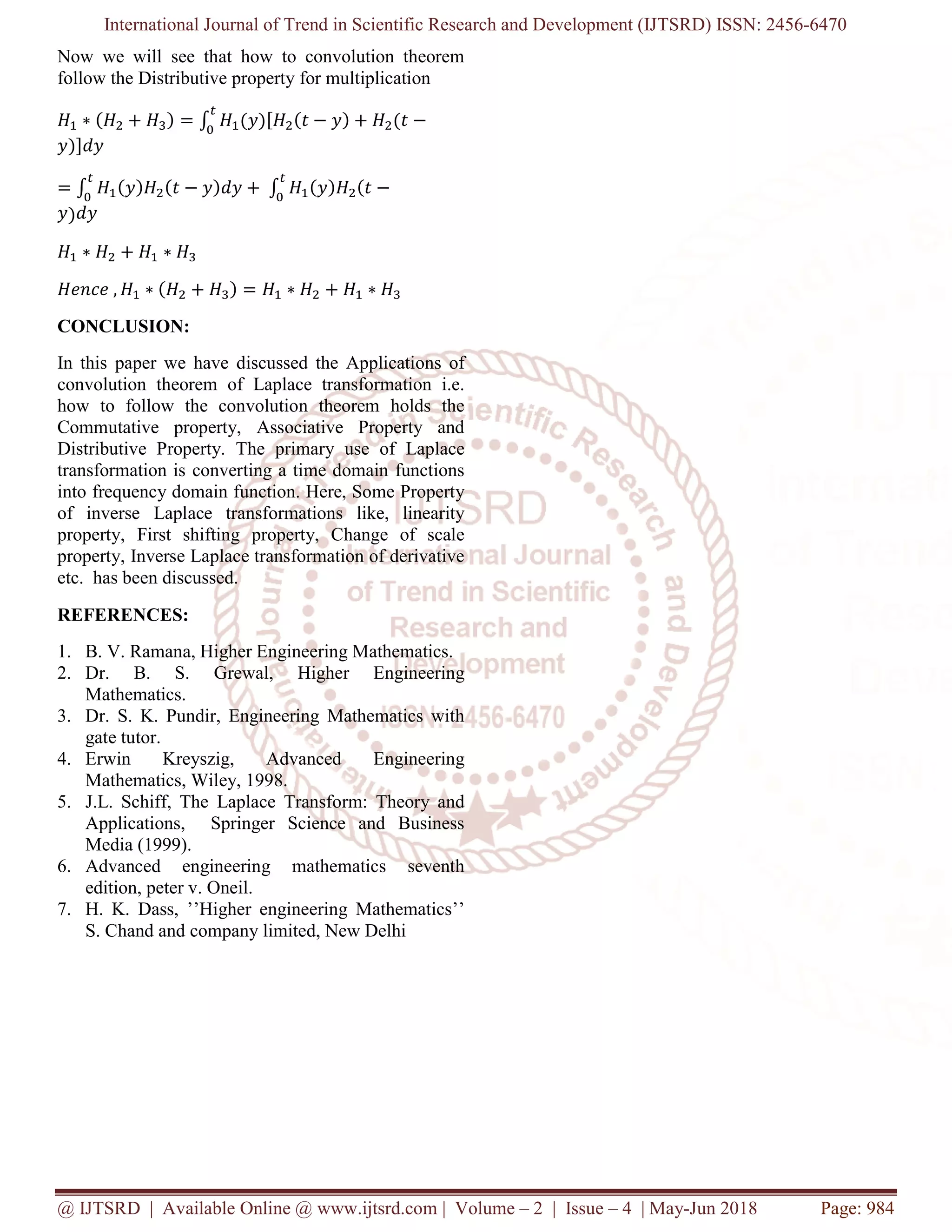 Application Of Convolution Theorem Pdf