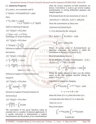 Application of Convolution Theorem | PDF