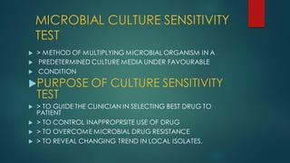 Microbiological culture sensitivity tests | PDF
