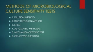 Microbiological culture sensitivity tests | PDF