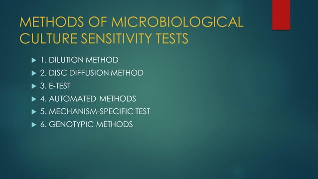 Microbiological culture sensitivity tests | PDF