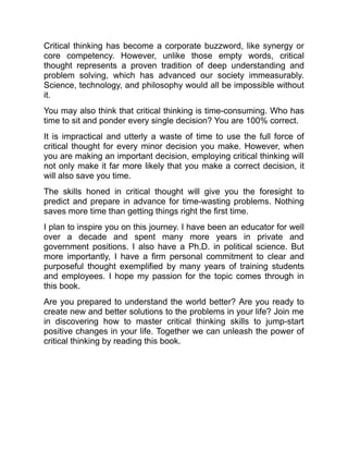 Critical Thinking In A Nutshell Thinknetic | PDF
