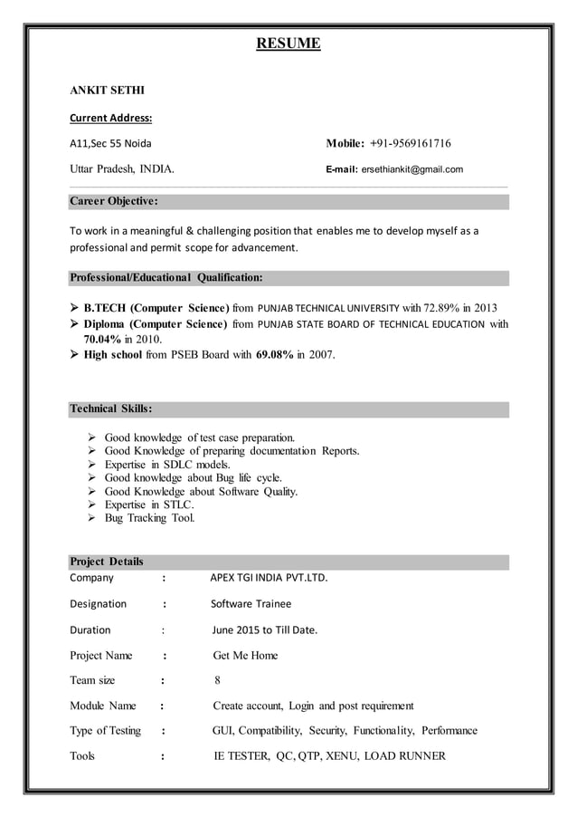 Ankit resume | DOCX