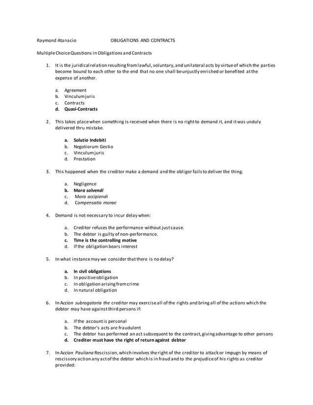 168472356 sample-oblicon-mcqs | DOCX | Law