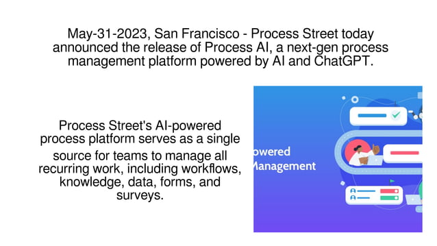 Worlds First AI Powered Business Process Management Launches - Process Street Announces Process ...