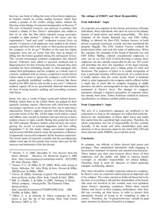 “The Lesson from Enron Case - Moral and Managerial Responsibilities” | PDF