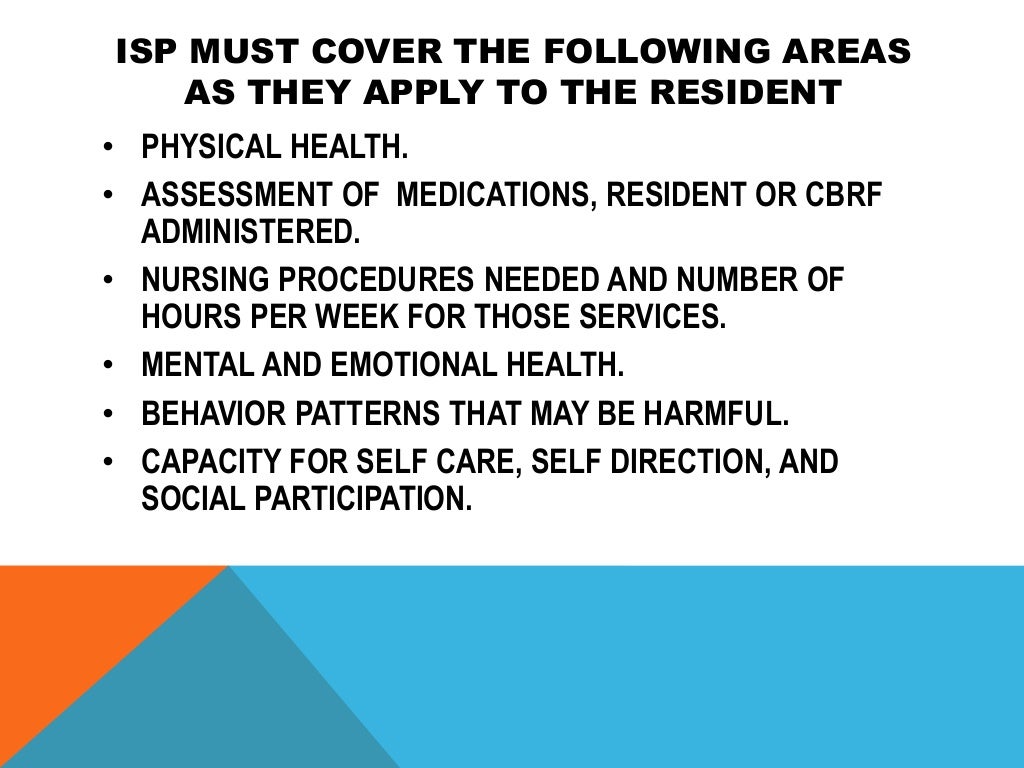 CBRF NEEDS ASSESSMENT