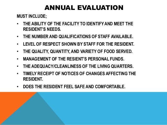 CBRF NEEDS ASSESSMENT