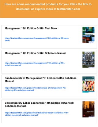 Management 12th Edition Griffin Solutions Manual | PDF
