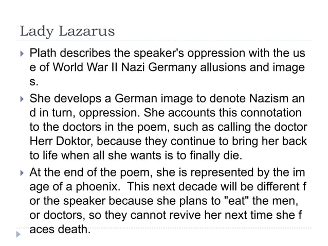 lady lazarus powerpoint point presentation.ppt | Poetry | Books and Literature