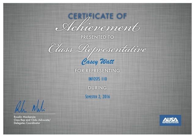 Class Rep Certificate | PDF