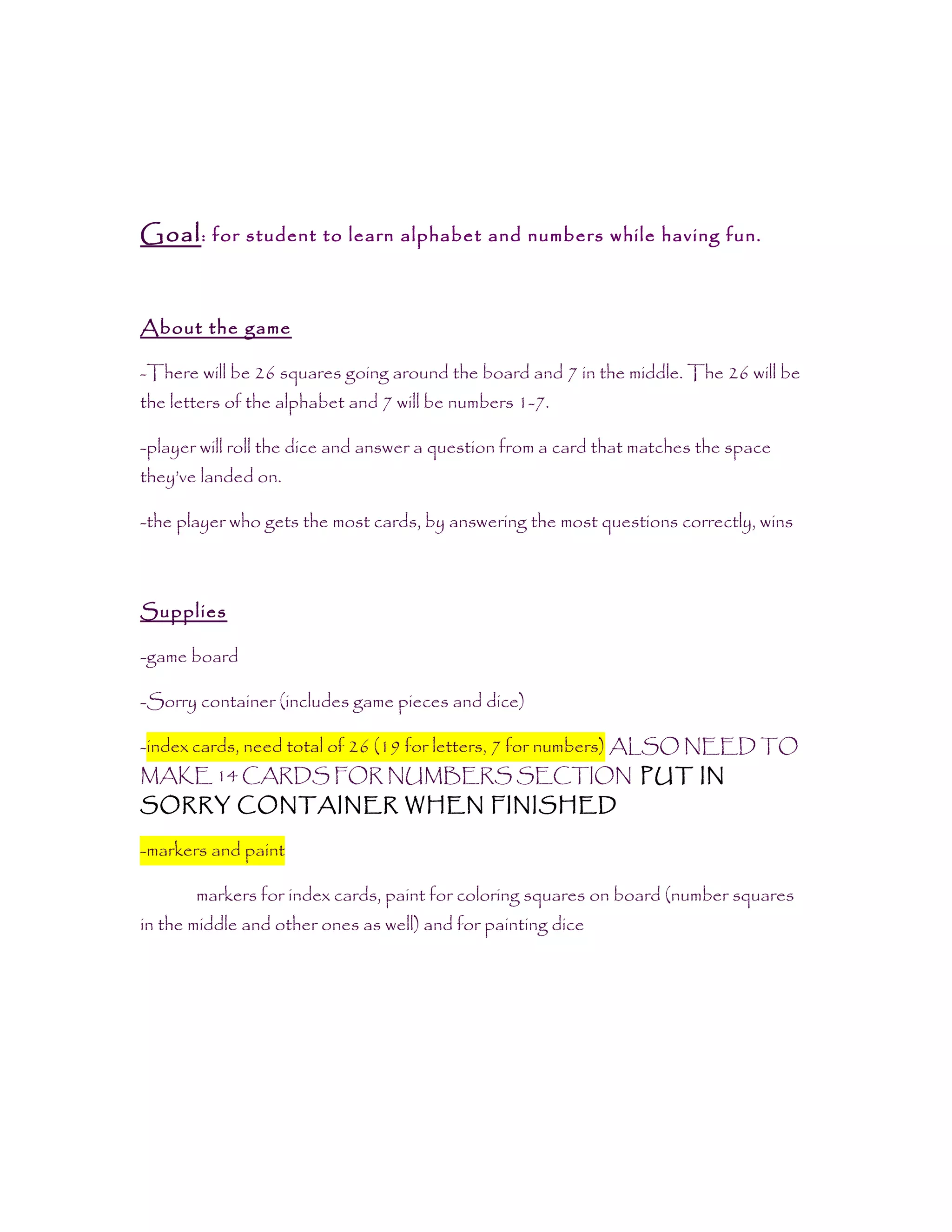 Board game & instructions | PDF