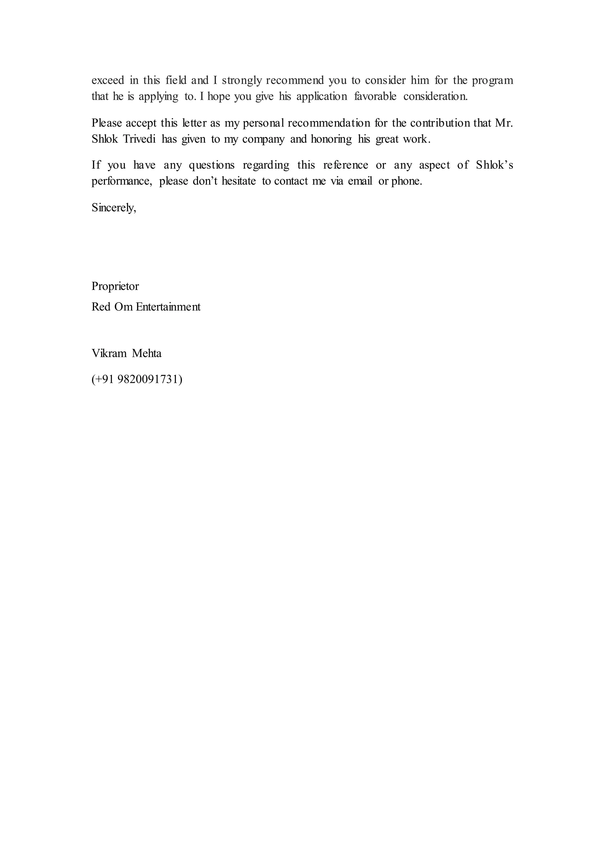 Shlok recommendation letter (1) | DOCX