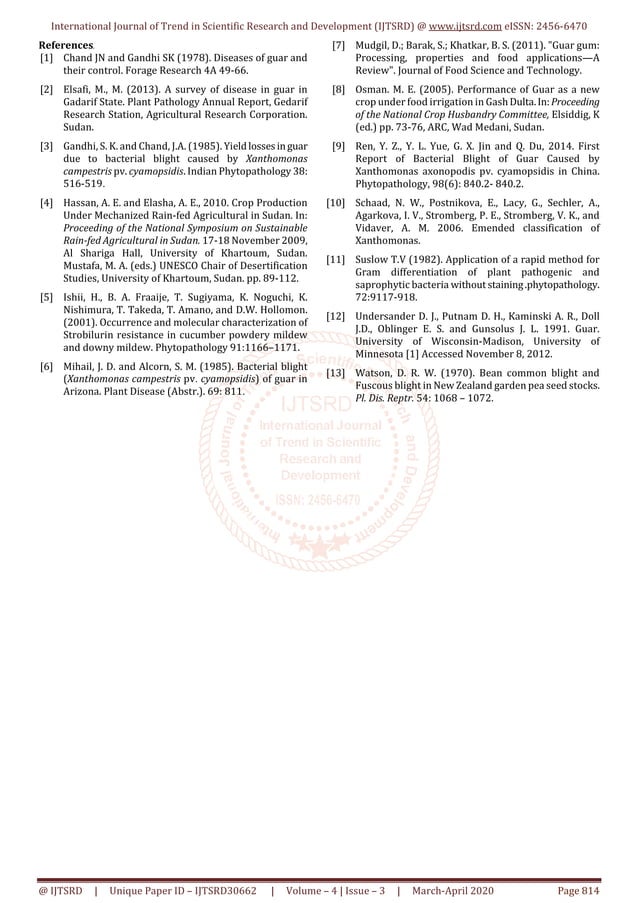 Identification and Evaluation of Bacterial Blight Occurrence on Guar ...