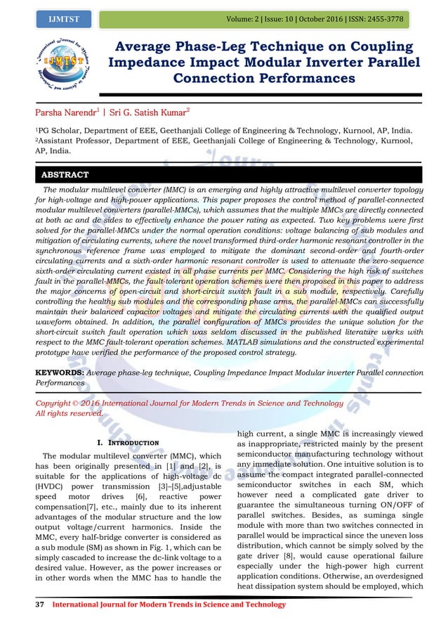 Average Phase-Leg Technique on Coupling Impedance Impact Modular ...
