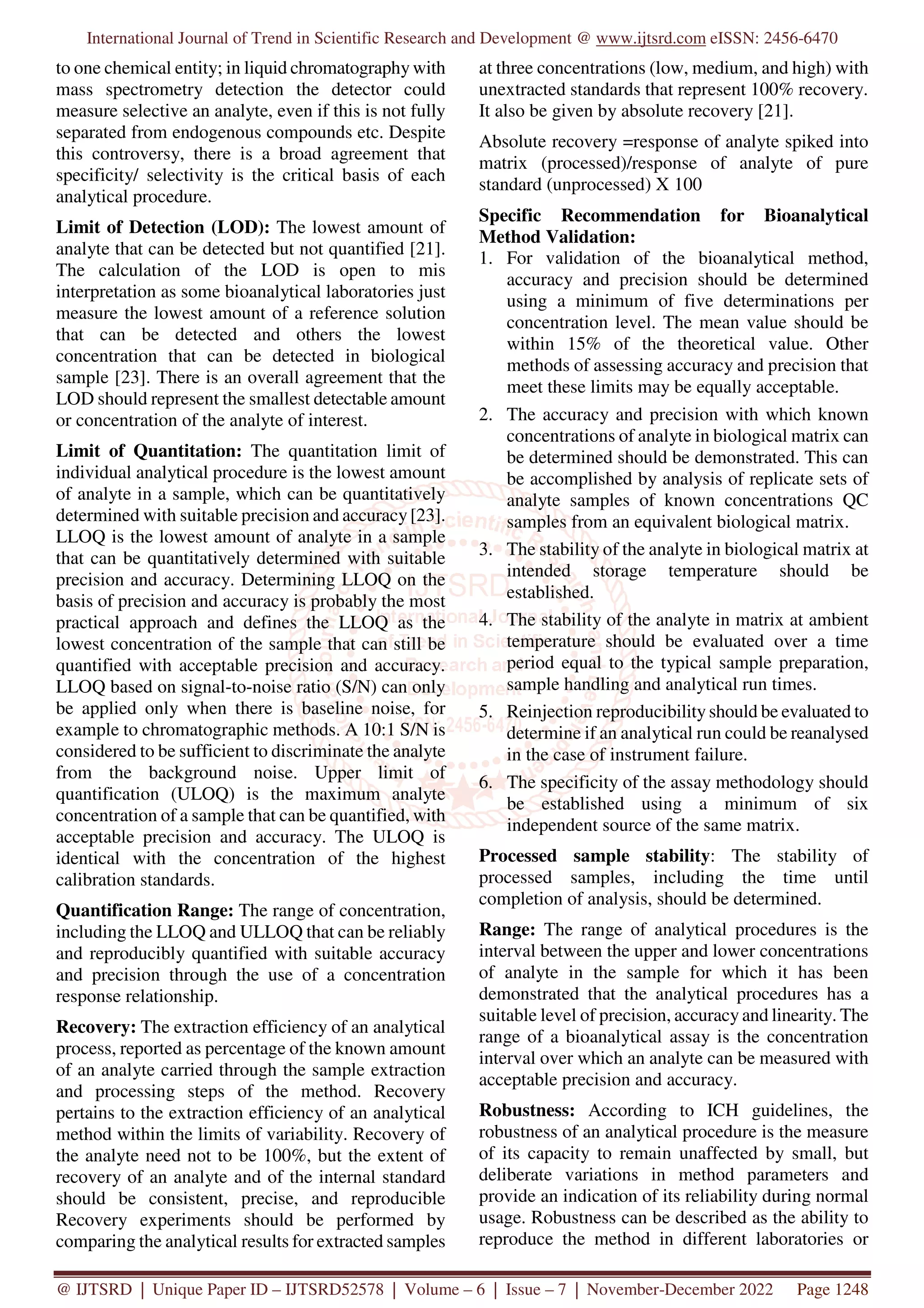 Review On Bioanalytical Method Development In Human Plasma Pdf