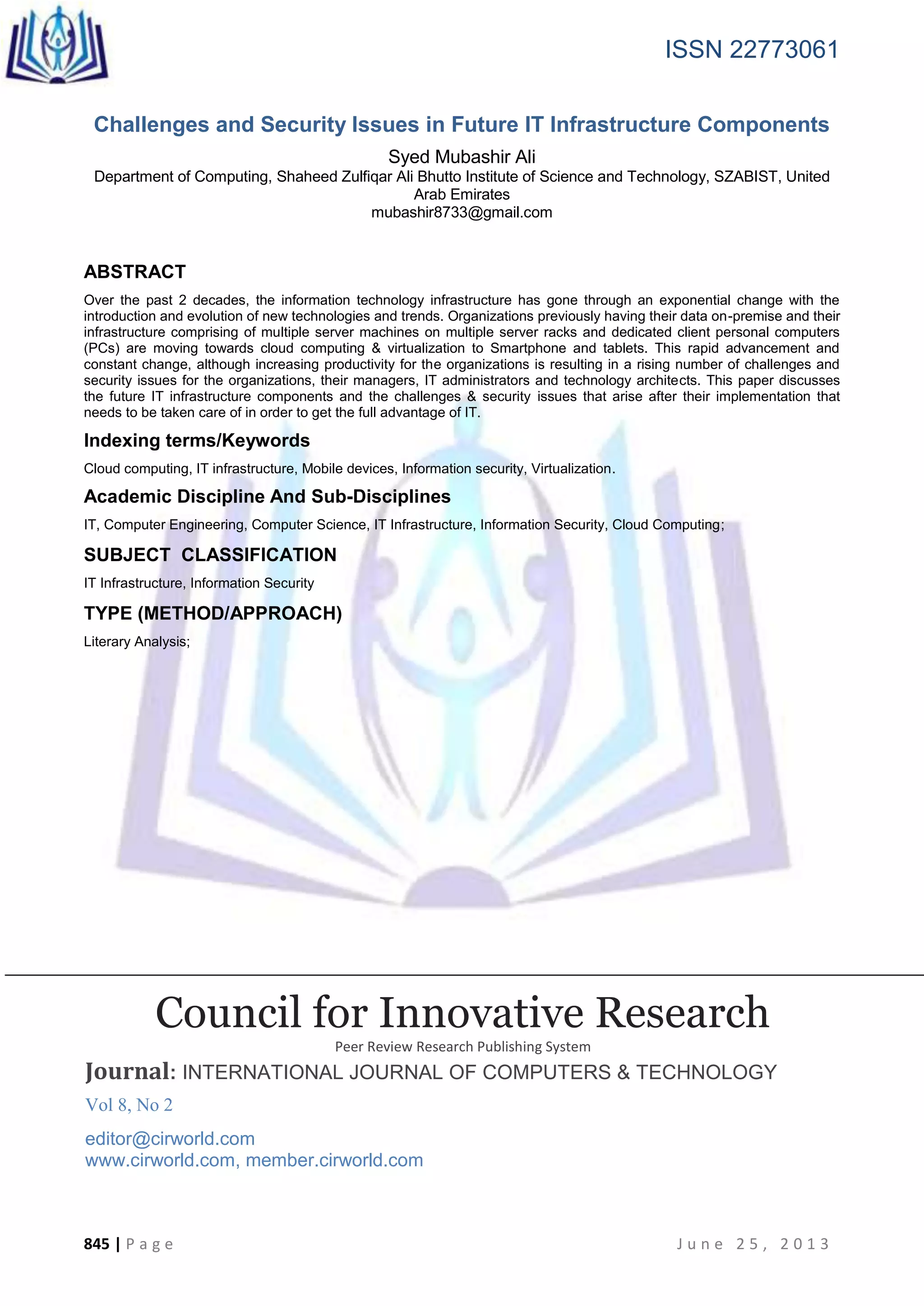 Challenges and Security Issues in Future IT Infrastructure Components | PDF | Cloud Computing ...