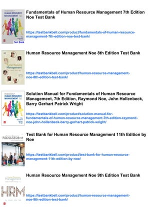 Solution Manual for Fundamentals of Human Resource Management 8th by Noe | PDF