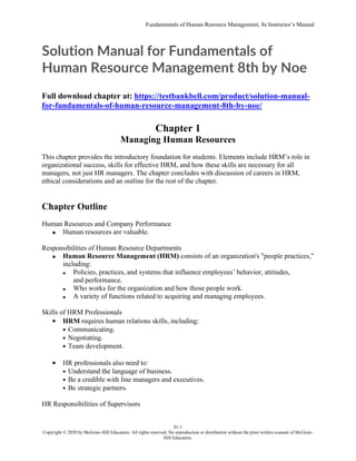 Solution Manual for Fundamentals of Human Resource Management 8th by ...