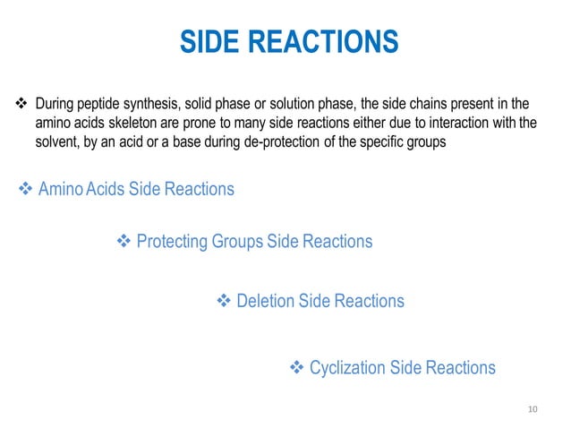 Side Reactions in Peptide Synthesis: Solution and Solid phase synthesis | PDF