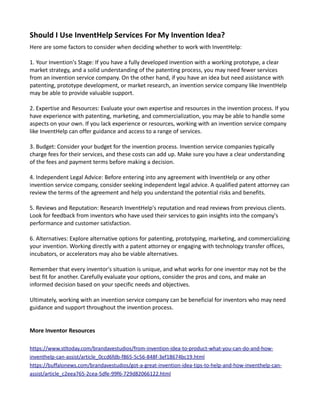 InventHelp: How To Patent Your Invention Idea? | PDF