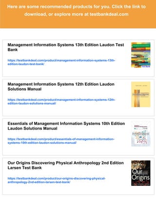 Management Information Systems 13th Edition Laudon Solutions Manual | PDF