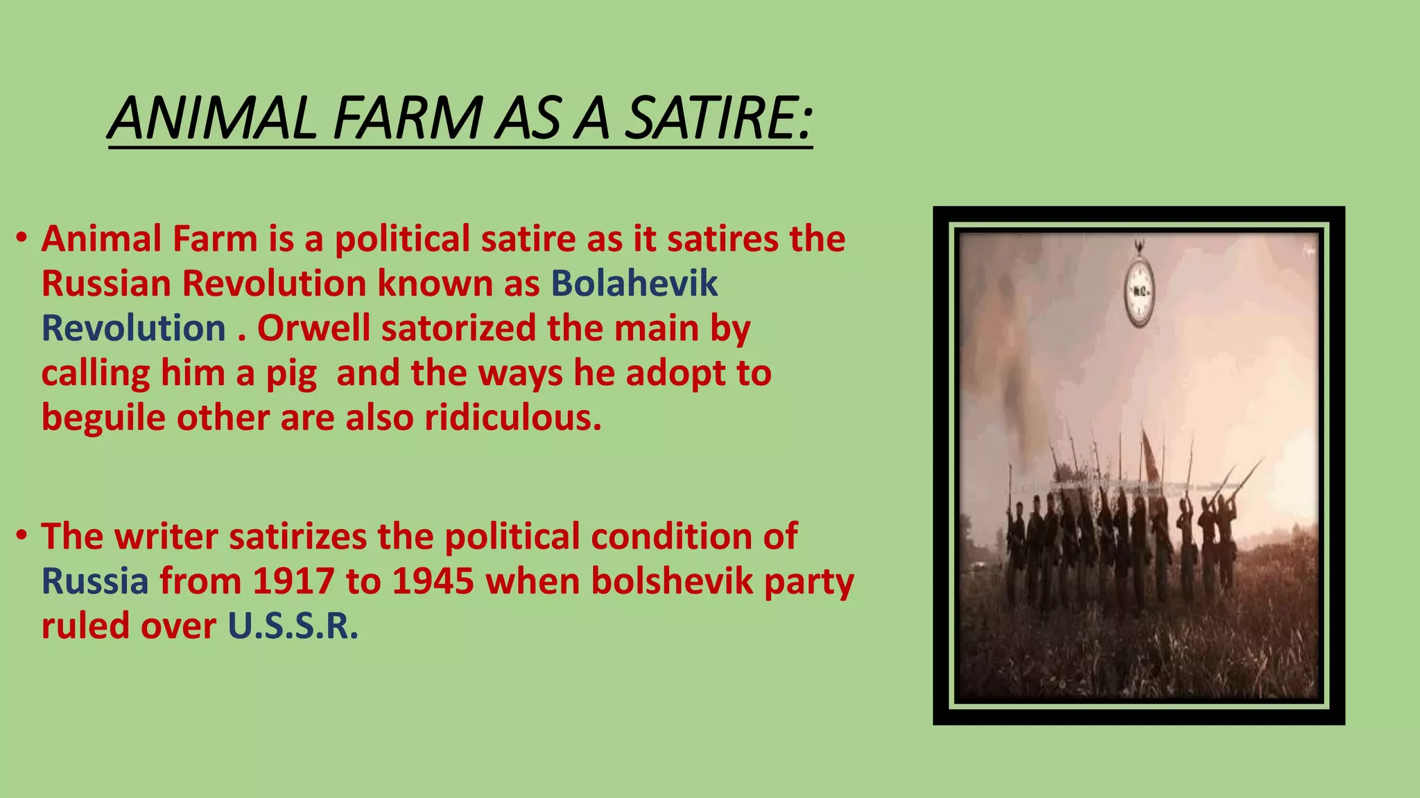 Animal Farm as as satire. | PPTX