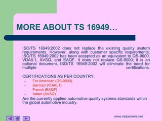 TS/ISO 16949 consulting by Netpeckers Consulting India | PPT