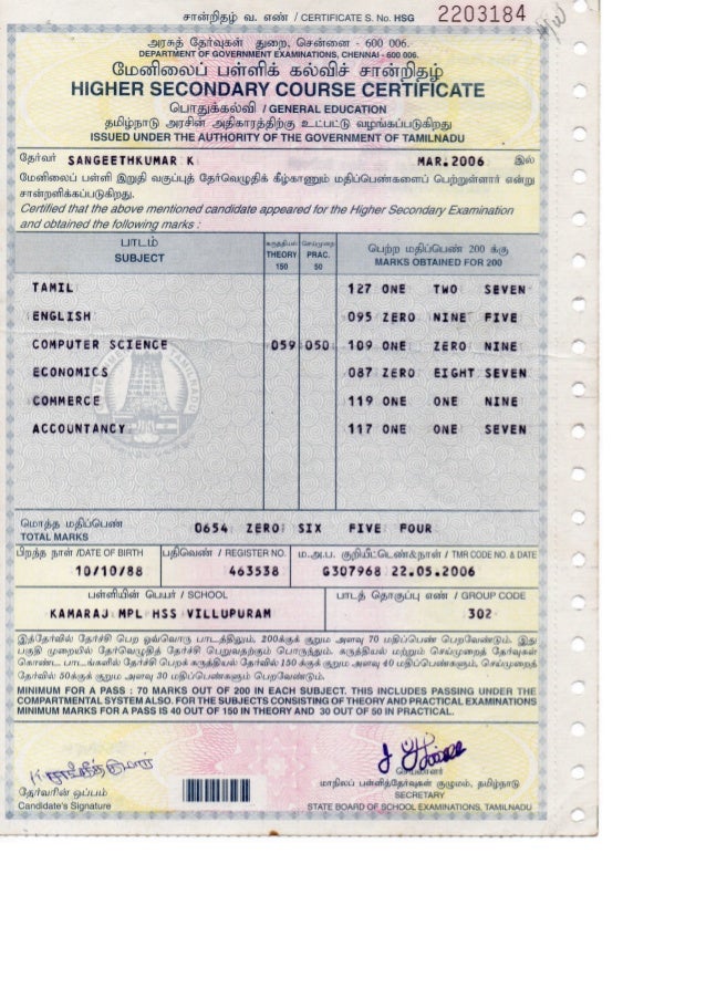 HSC MARKSHEET HSC MARKSHEET