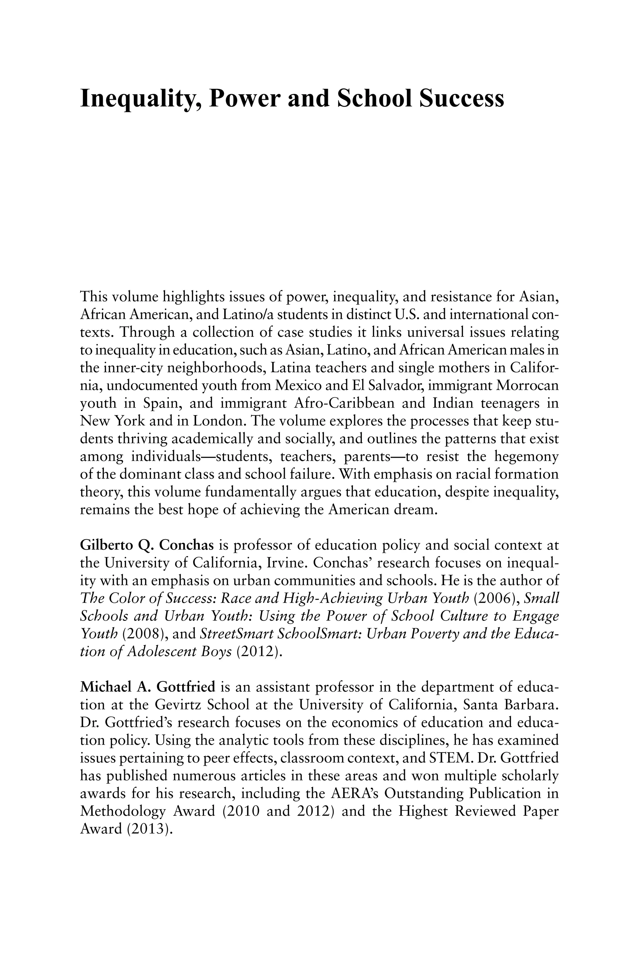 Inequality Power And School Success Case Studies On Racial Disparity ...