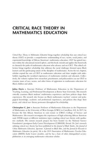 Critical Race Theory In Mathematics Education Julius Davis Christopher ...