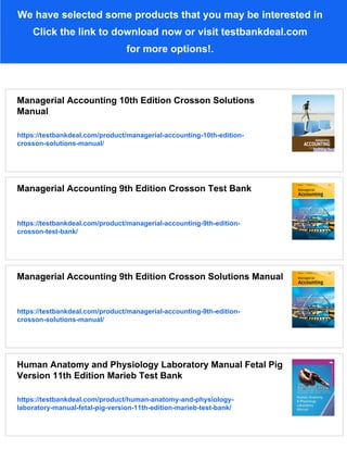 Managerial Accounting 10th Edition Crosson Test Bank | PDF