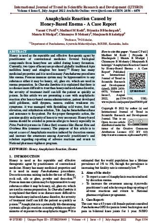 Anaphylaxis Reaction Caused by Honey Based Enema A Case Report | PDF