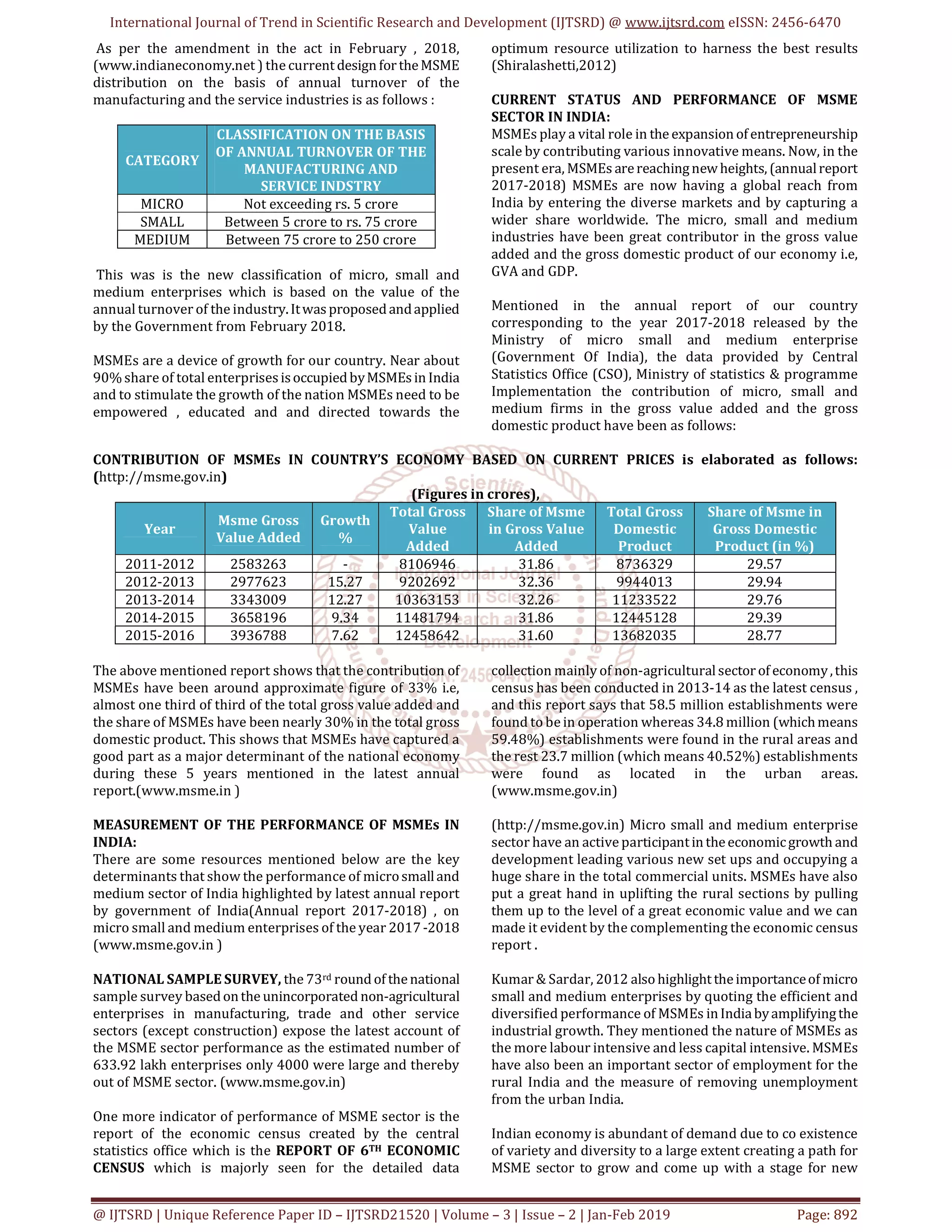 An Overview of MSME Sector in India with Special Reference to the State ...