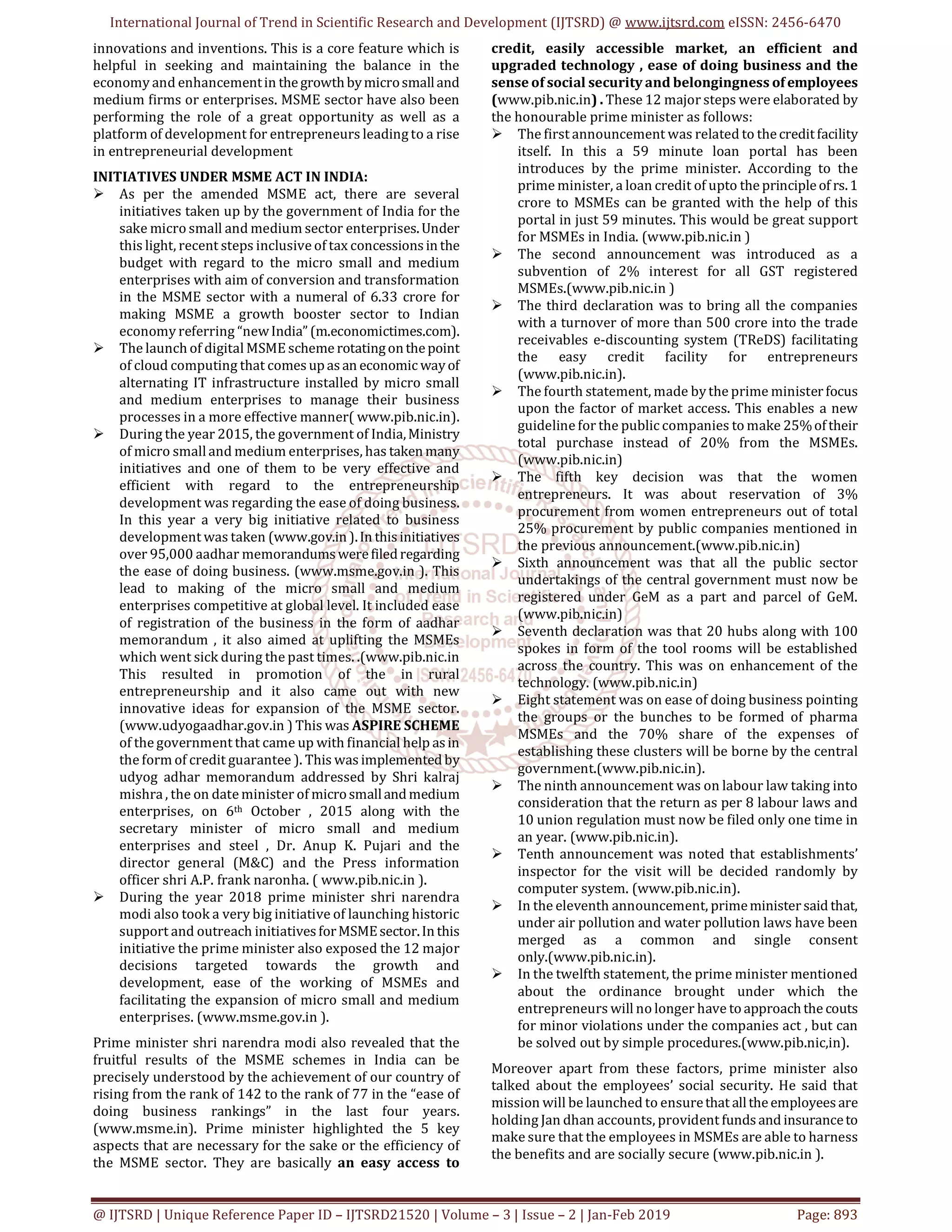 An Overview of MSME Sector in India with Special Reference to the State ...