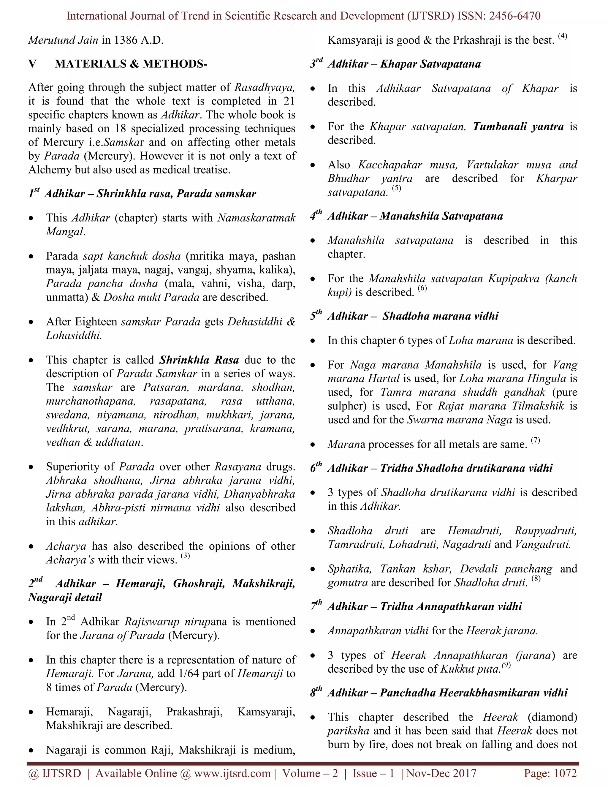 A Review on Rasadhyaya: It's Importance In Alchemy | PDF