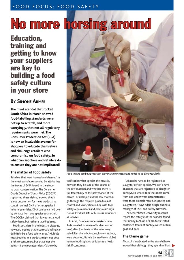 S&R June 2013 Food safety | PDF