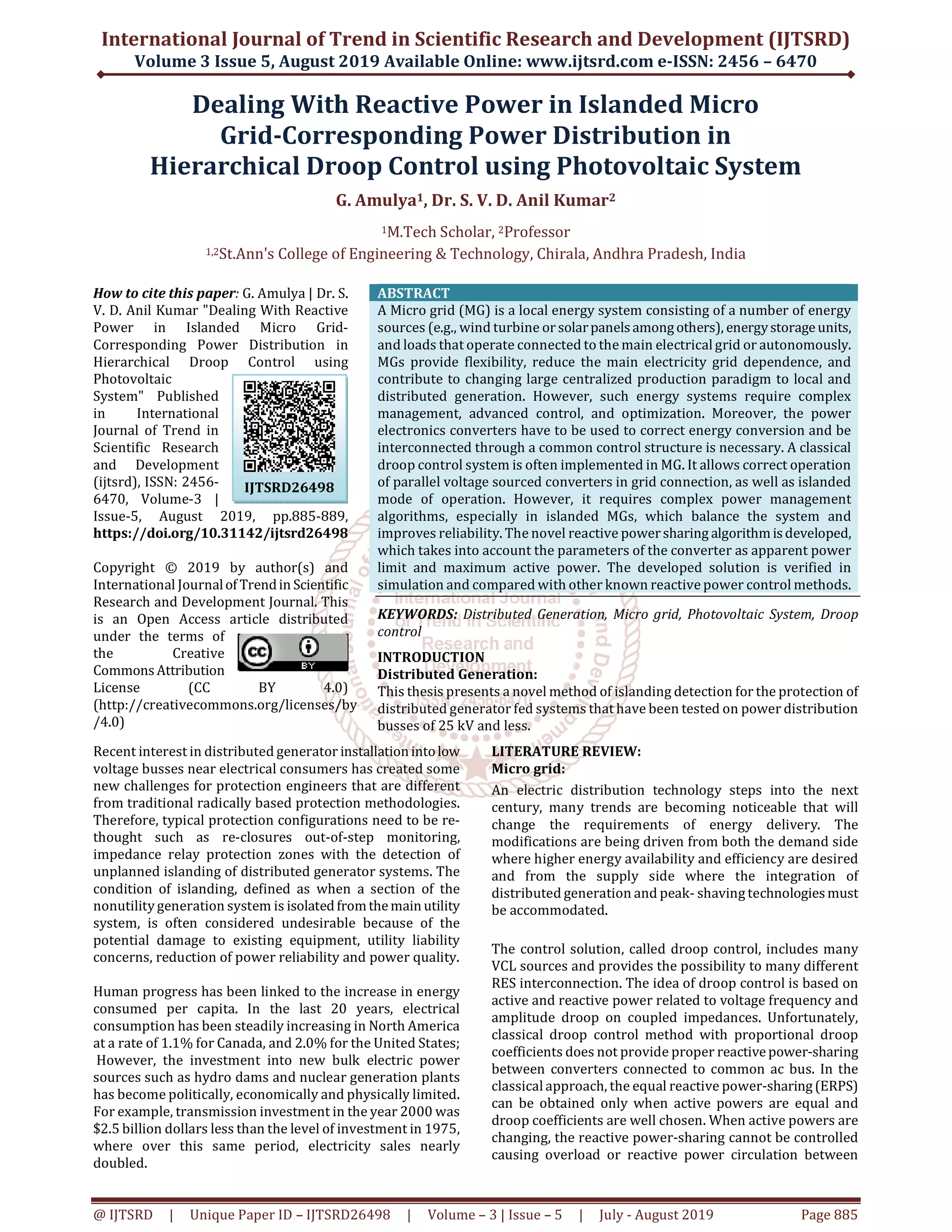Dealing With Reactive Power in Islanded Micro Grid Corresponding Power Distribution in ...